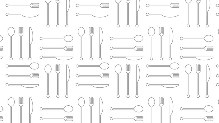 白い背景に黒縁のカトラリーのパターン | PIRIRITO