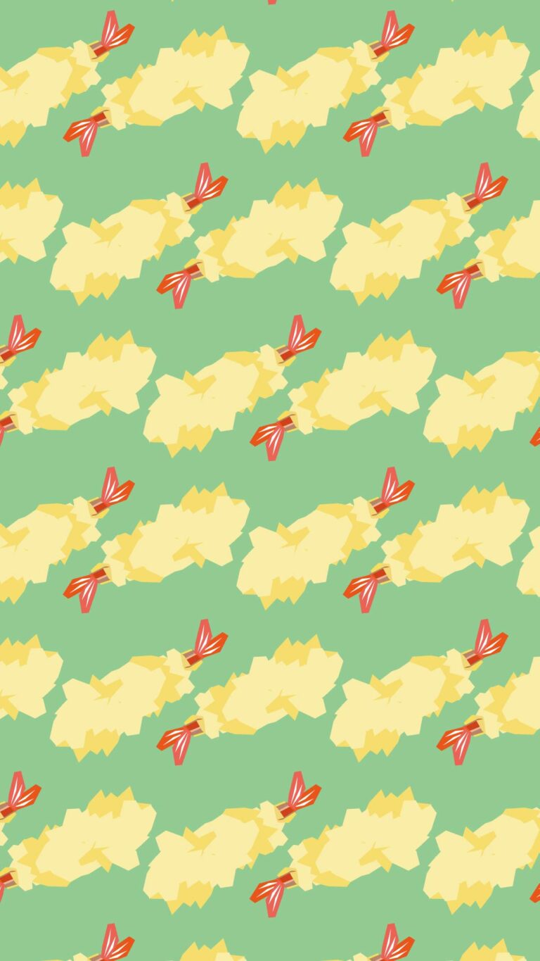 緑色の背景にえび天が並んでいるパターン | PIRIRITO